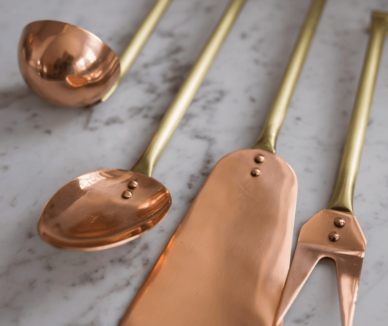 Utensil Hanging Rod with Tools - Copper Kitchen Store