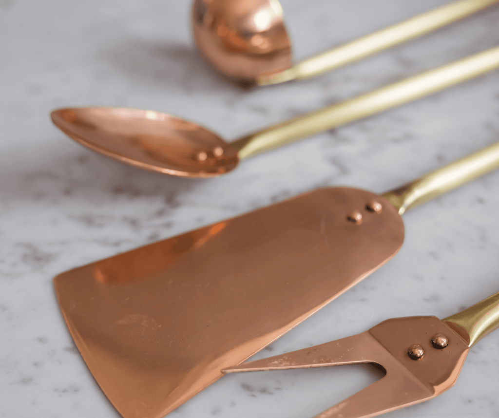 Utensil Hanging Rod with Tools - Copper Kitchen Store