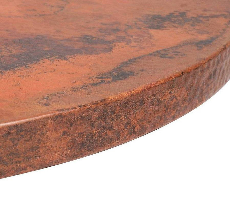 Round Copper Tabletop with Hammered Design and Patina Finish