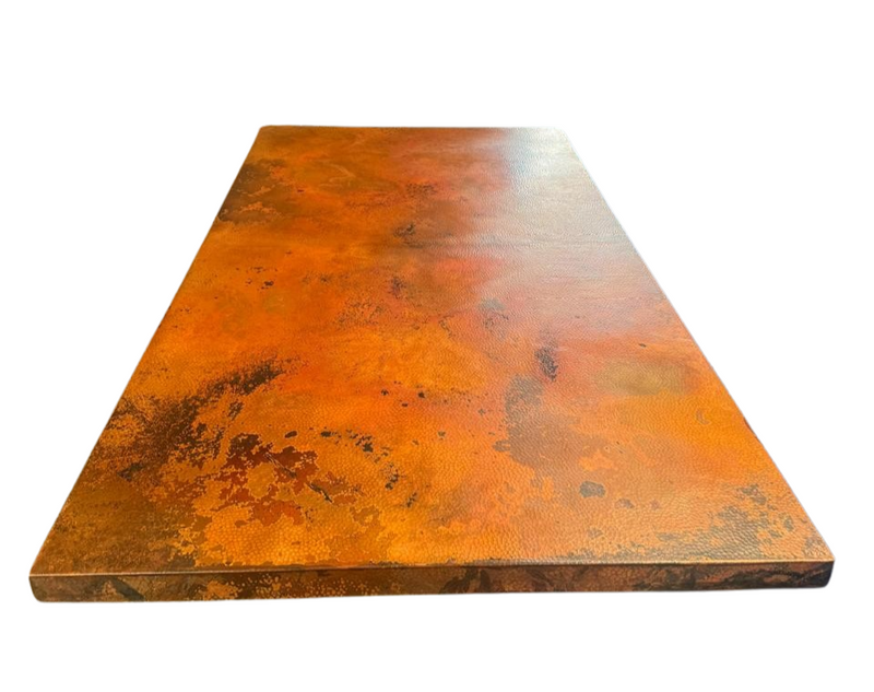 Custom Rectangular Copper Tabletop with Patina - Handcrafted Elegance