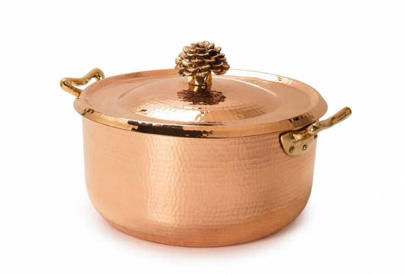 11-Piece Copper Cookware Set with Flower Lid – Handcrafted & Luxury ...